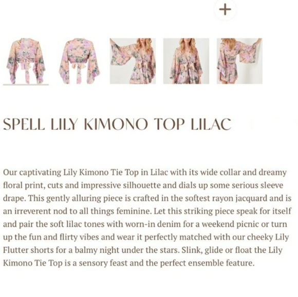 Spell | Tops | Nwt Lily Floral Lilac Kimono Blouse S Crop Top Spell ...